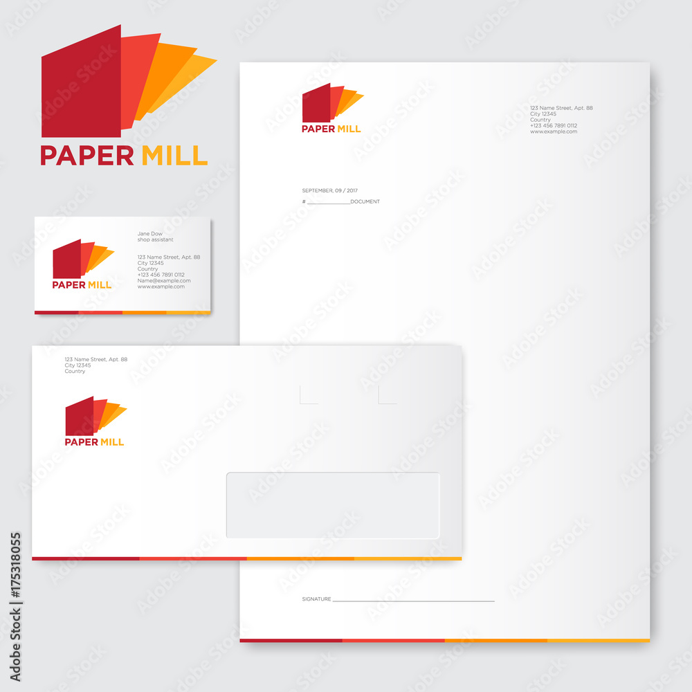 Paper mill logo. Paper factory emblem. Envelope, letterhead, and ...
