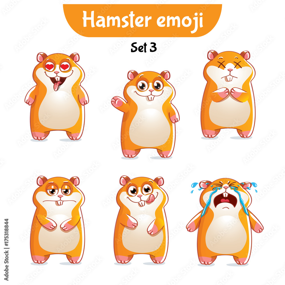 Vector set of cute hamster characters. Set 3 Stock Vector | Adobe Stock