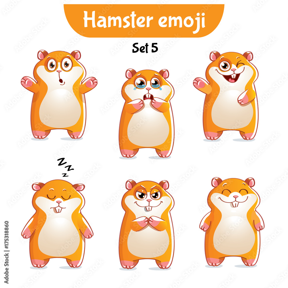 Vector set of cute hamster characters. Set 5 Stock Vector | Adobe Stock