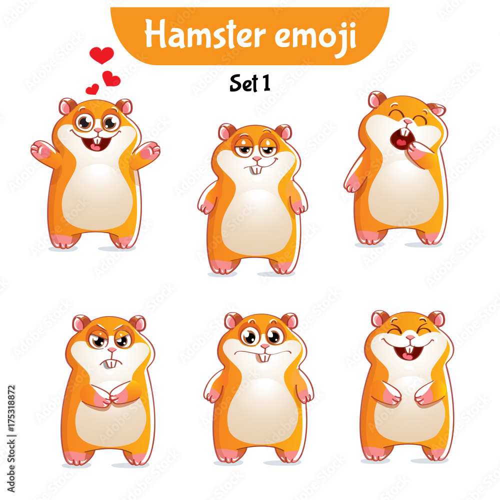 Vector set of cute hamster characters. Set 1 Stock Vector | Adobe Stock