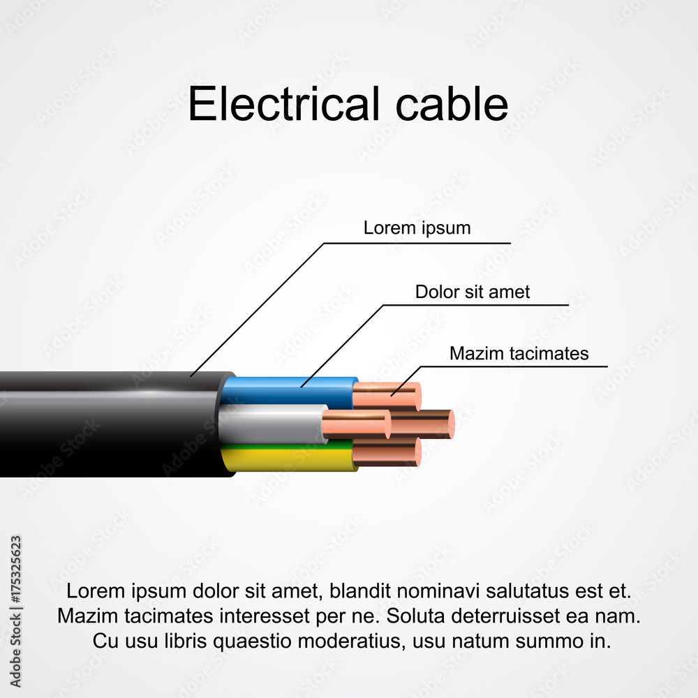 Electrical cable, schematic representation, vector illustration Stock ...