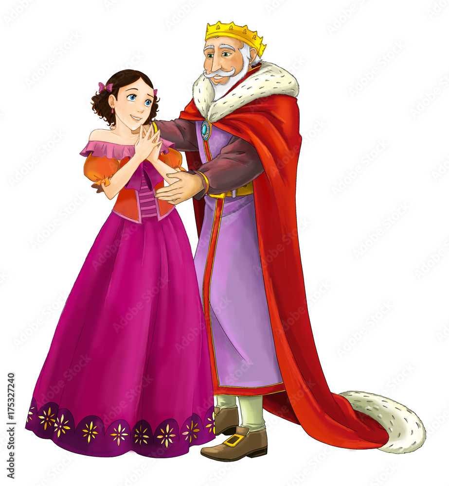 cartoon princess with her father - smiling beautiful woman ...
