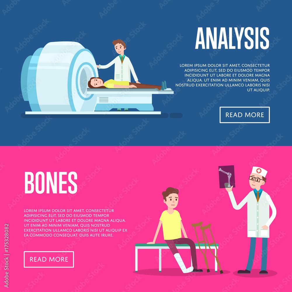Medical treatment and healthcare posters. Modern clinical analysis ...