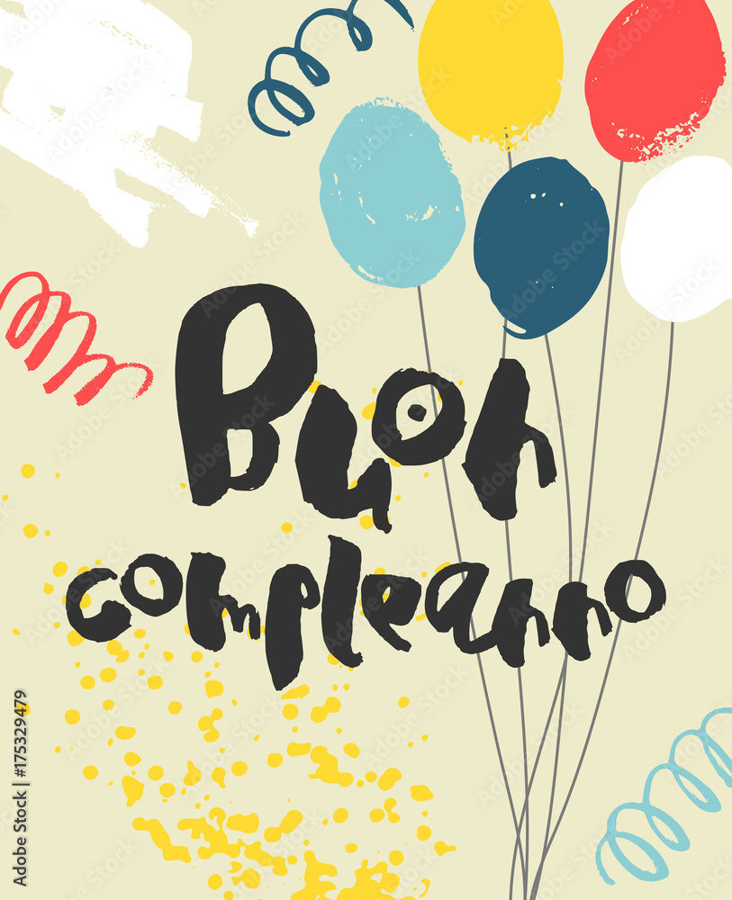 Colorful Happy Birthday Card template - italian Stock Vector | Adobe Stock