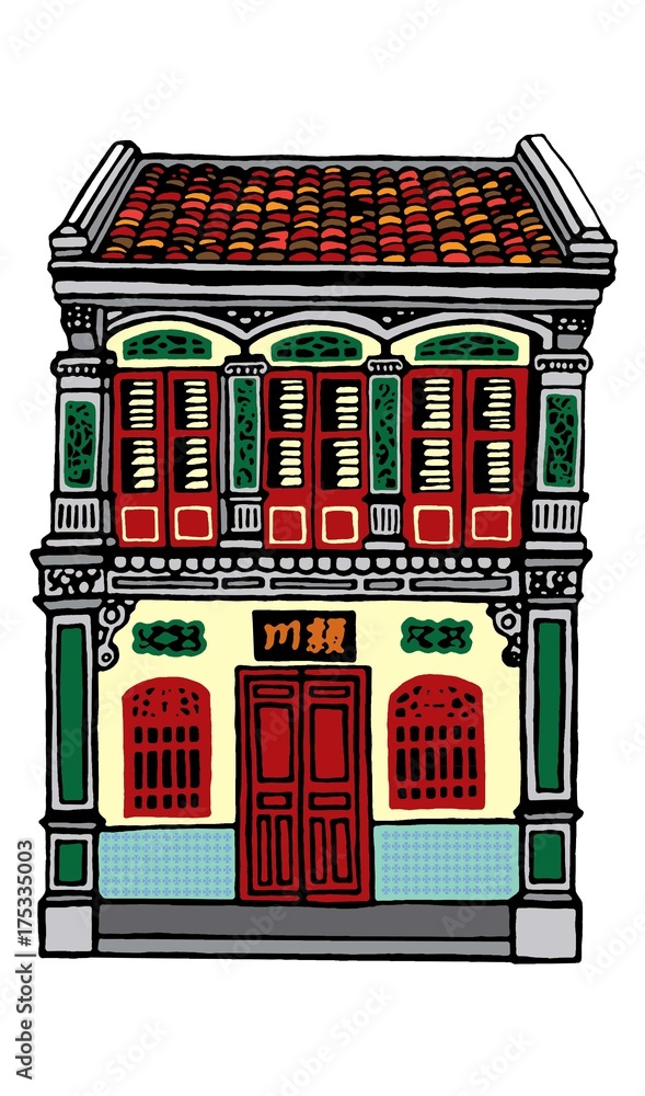 Colonial style shop-house in Malaysia Stock Photo | Adobe Stock