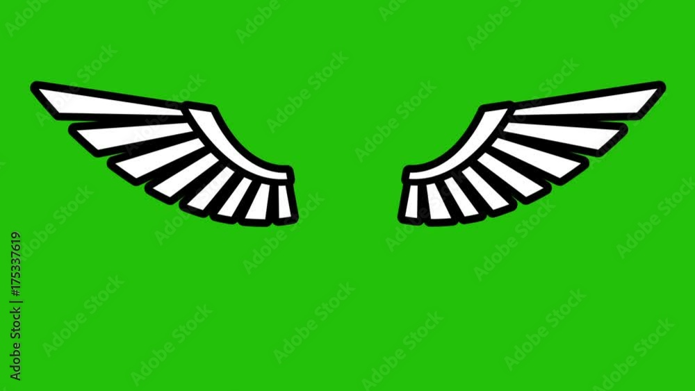 Animation of flying wings on green background. Angel wings animation ...