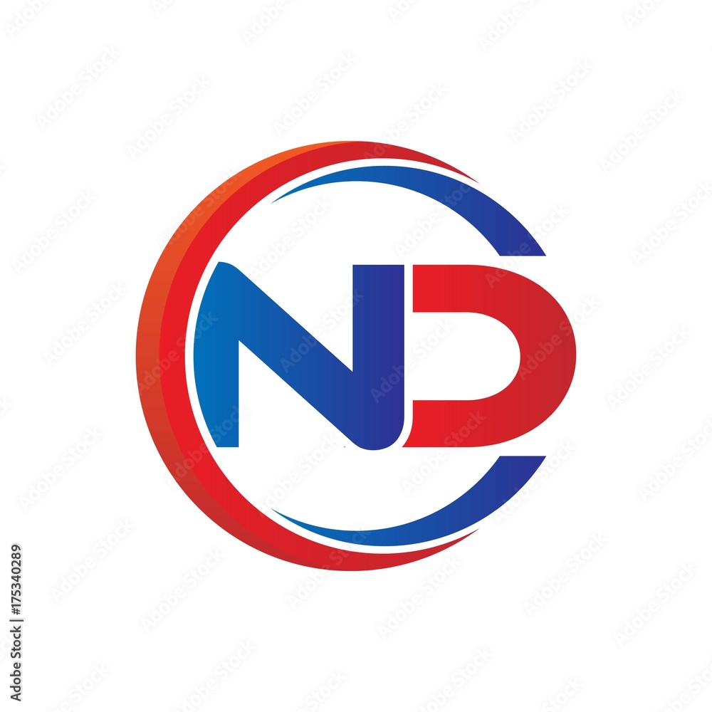 nd logo vector modern initial swoosh circle blue and red Stock Vector ...