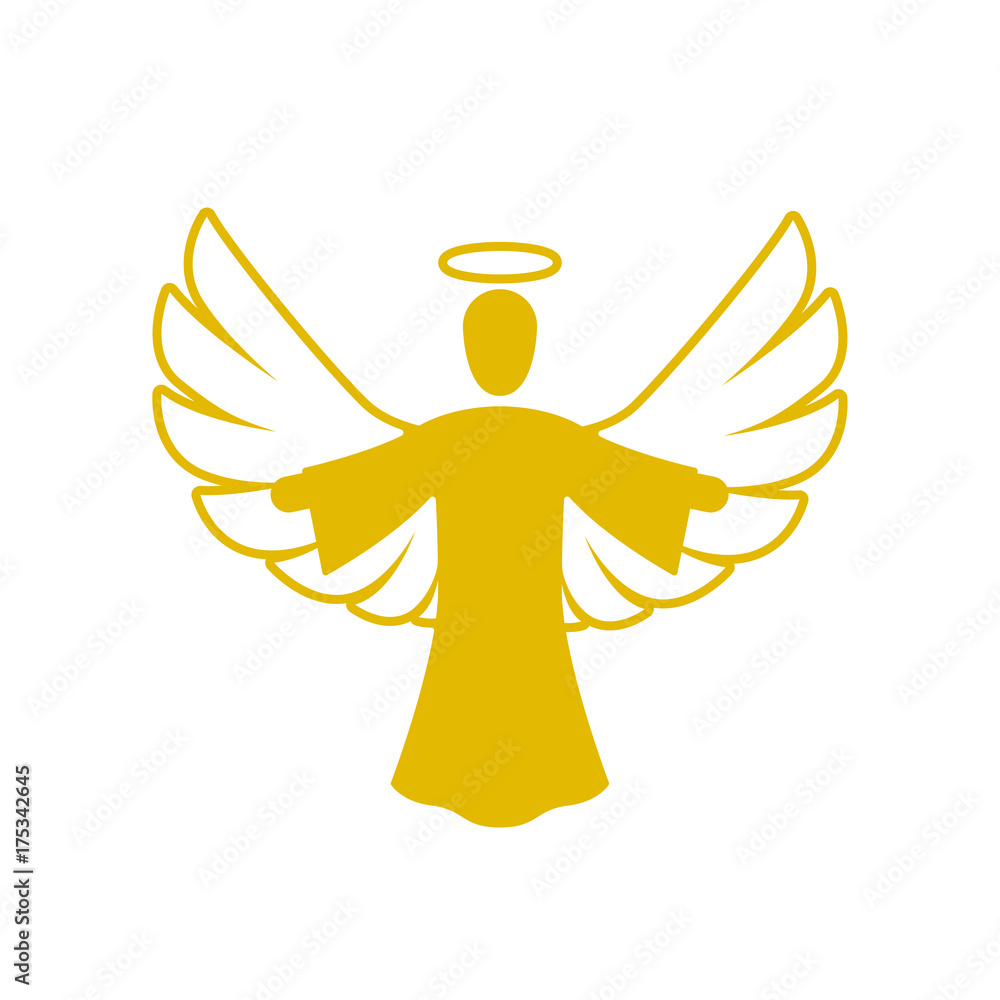 Buntes einfaches Weihnachtssymbol - Engel gold Stock Vector | Adobe Stock