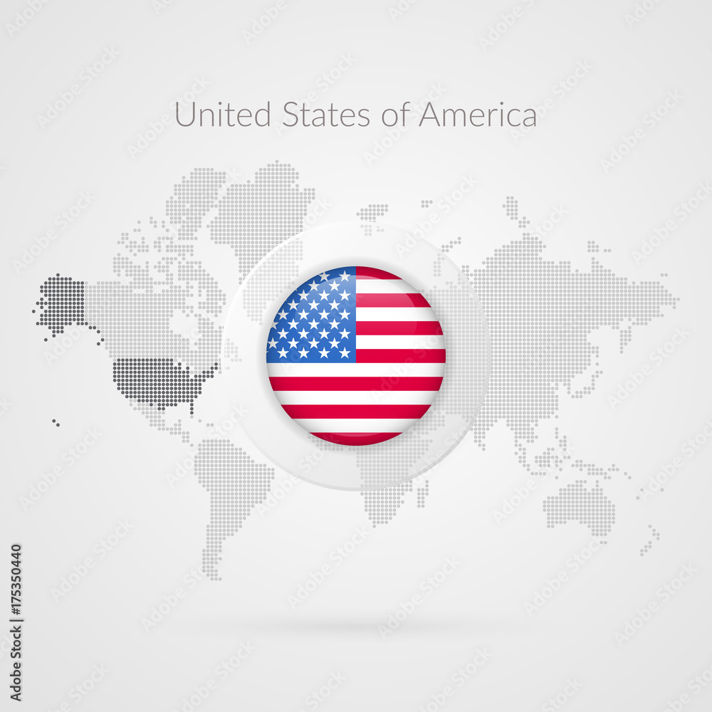 Vector World Map infographic symbol. United States of America flag icon ...