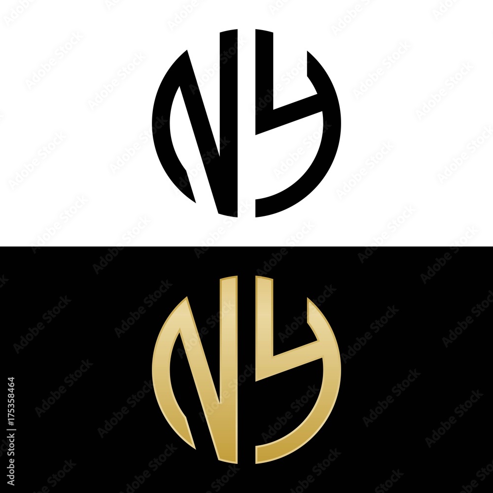 Vetor de ny initial logo circle shape vector black and gold do Stock ...