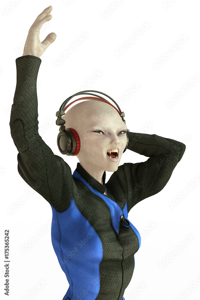 alien grey dj face profile side view ilustración de Stock | Adobe Stock