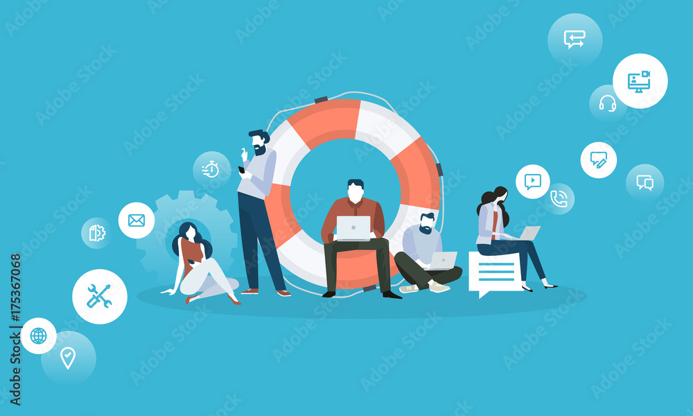Technical support. Flat design business people concept. Vector ...