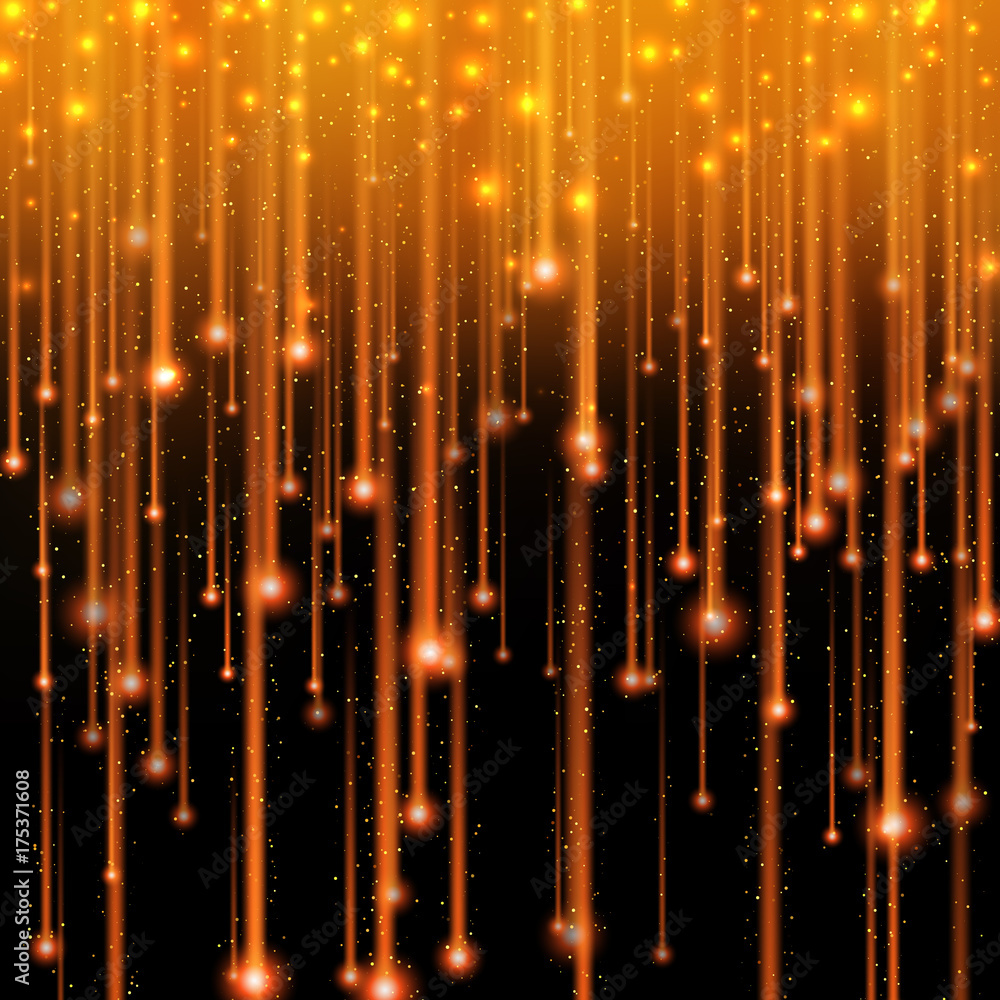 Gold glitter light shine effect. Falling stars background. Stock Vector ...