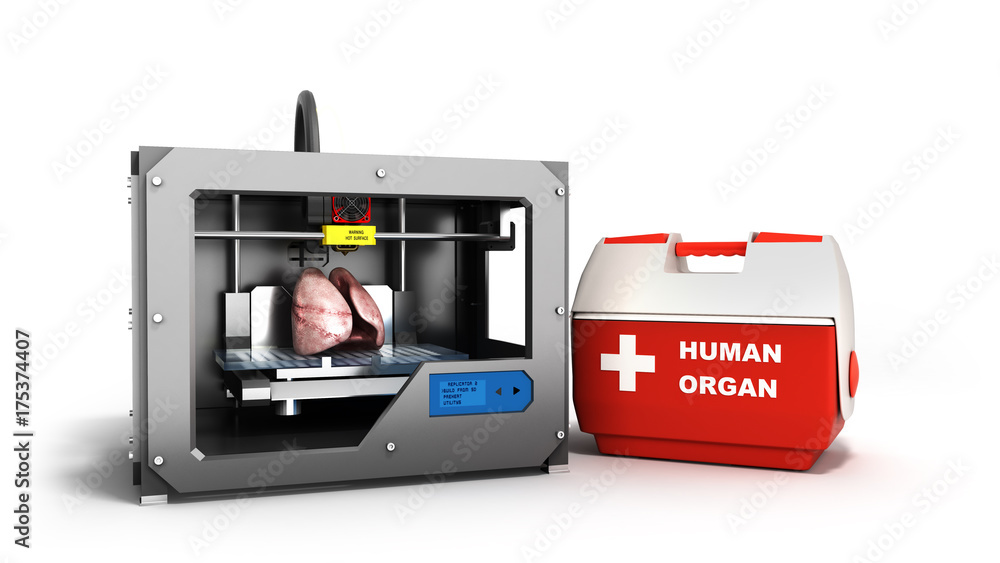 concept of transplantation process of creating human organs using 3D ...