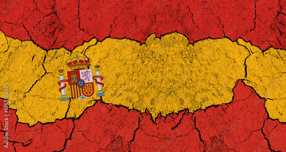 Cracks and rough surface in colors of Spanish flag - deterioration ...