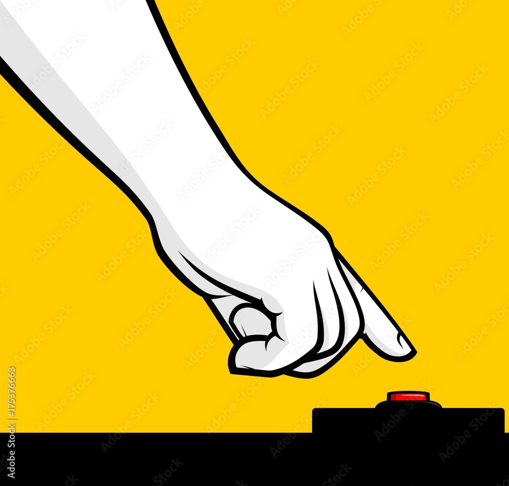 Close-up hand pressing button Stock Vector | Adobe Stock