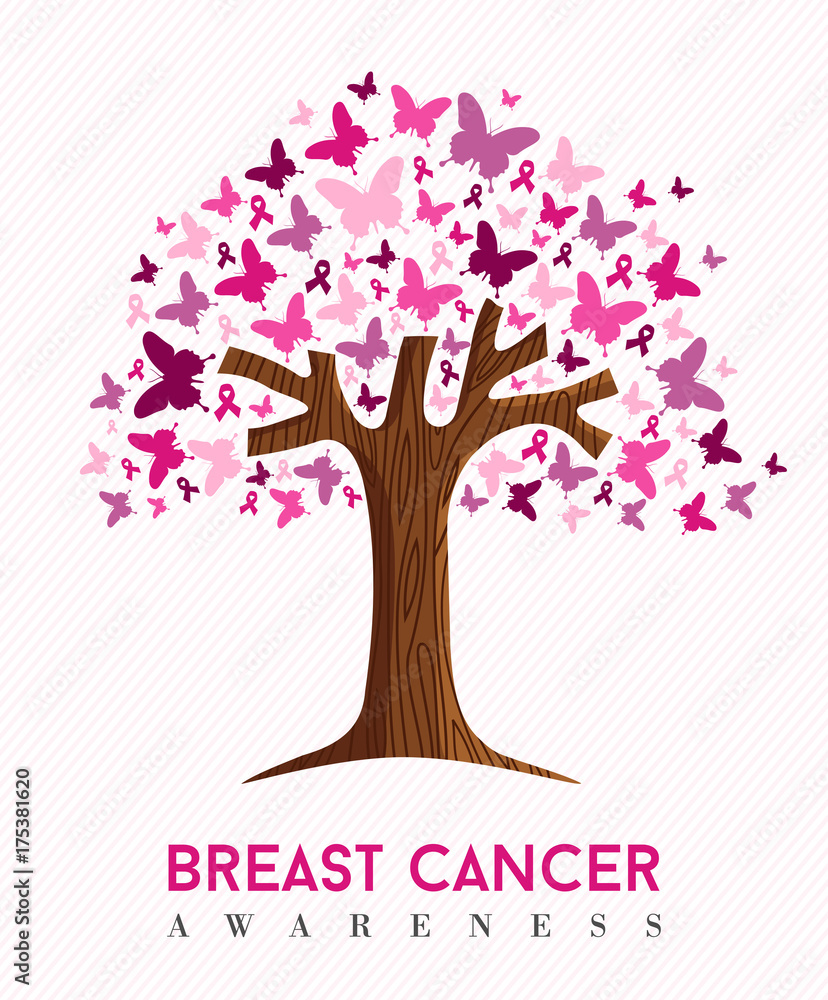 Cancer Ribbon Tree Clip Art