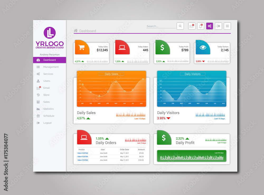 Admin Dashboard Illustration Template Vectorial Design Stock Vector ...