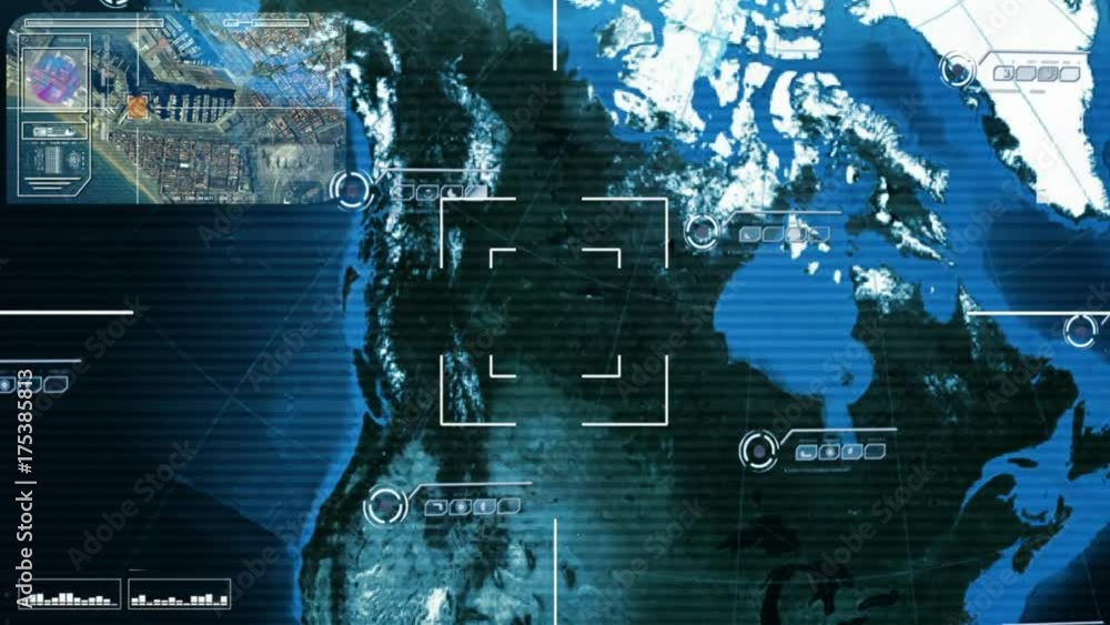monitor - world - map - digital scan Stock Video | Adobe Stock