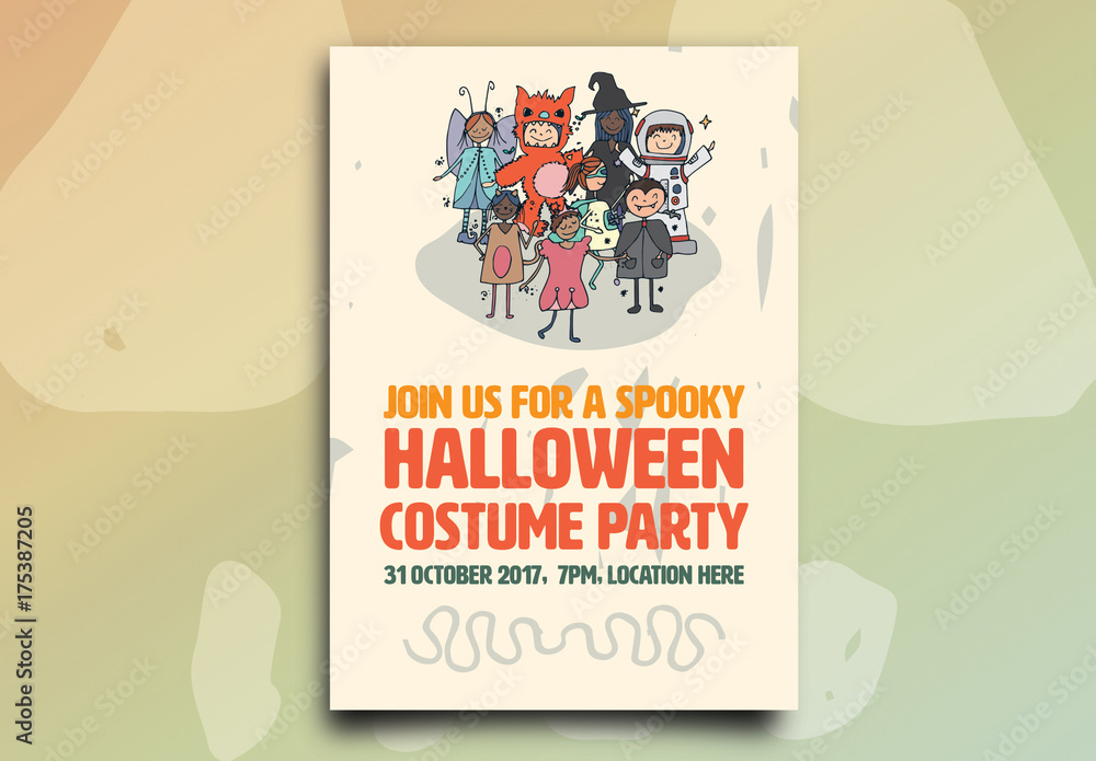 Halloween Party Invitation Layout 1 Stock Template | Adobe Stock