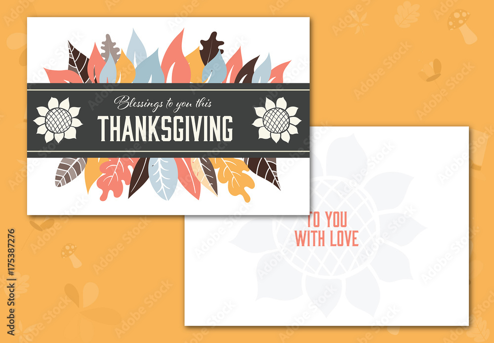 Thanksgiving Greeting Card Layout 6 Stock Template | Adobe Stock
