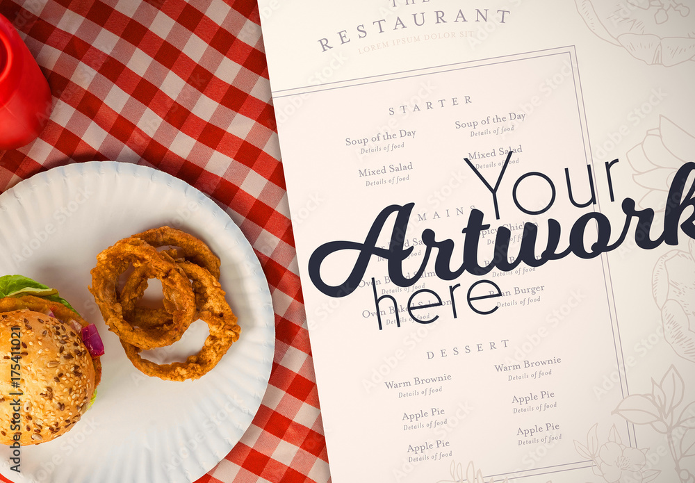 Menu on Table with Food Mockup 8 Stock Template | Adobe Stock