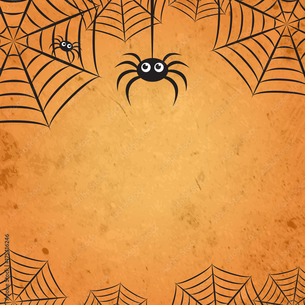 Orange Halloween Spider Web Square Background 1 Stock Vector | Adobe Stock