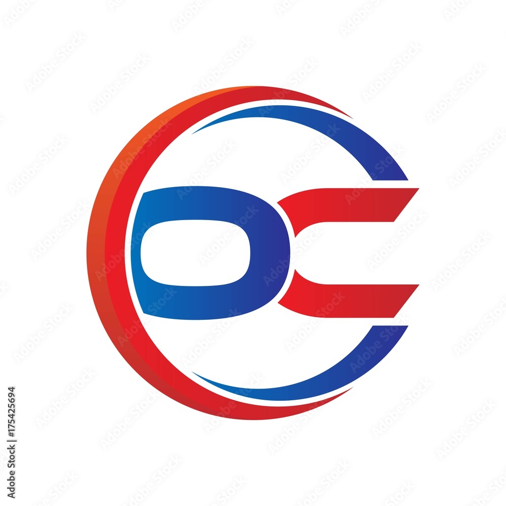 oc logo vector modern initial swoosh circle blue and red Stock Vector ...