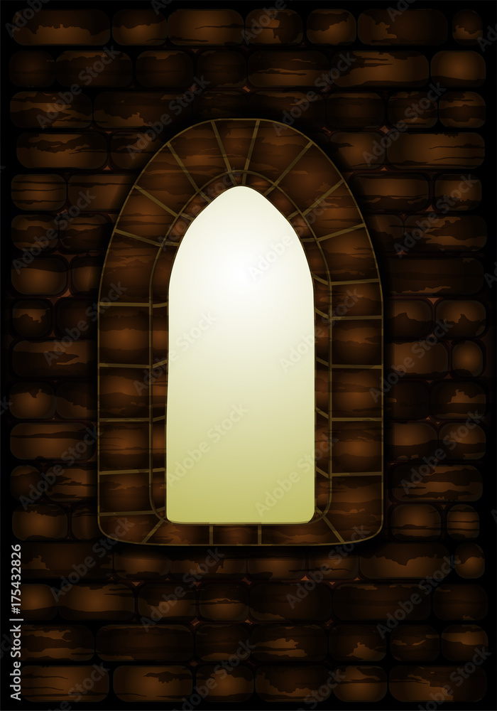 Medieval window in castle, vector illustration Stock Vector | Adobe Stock