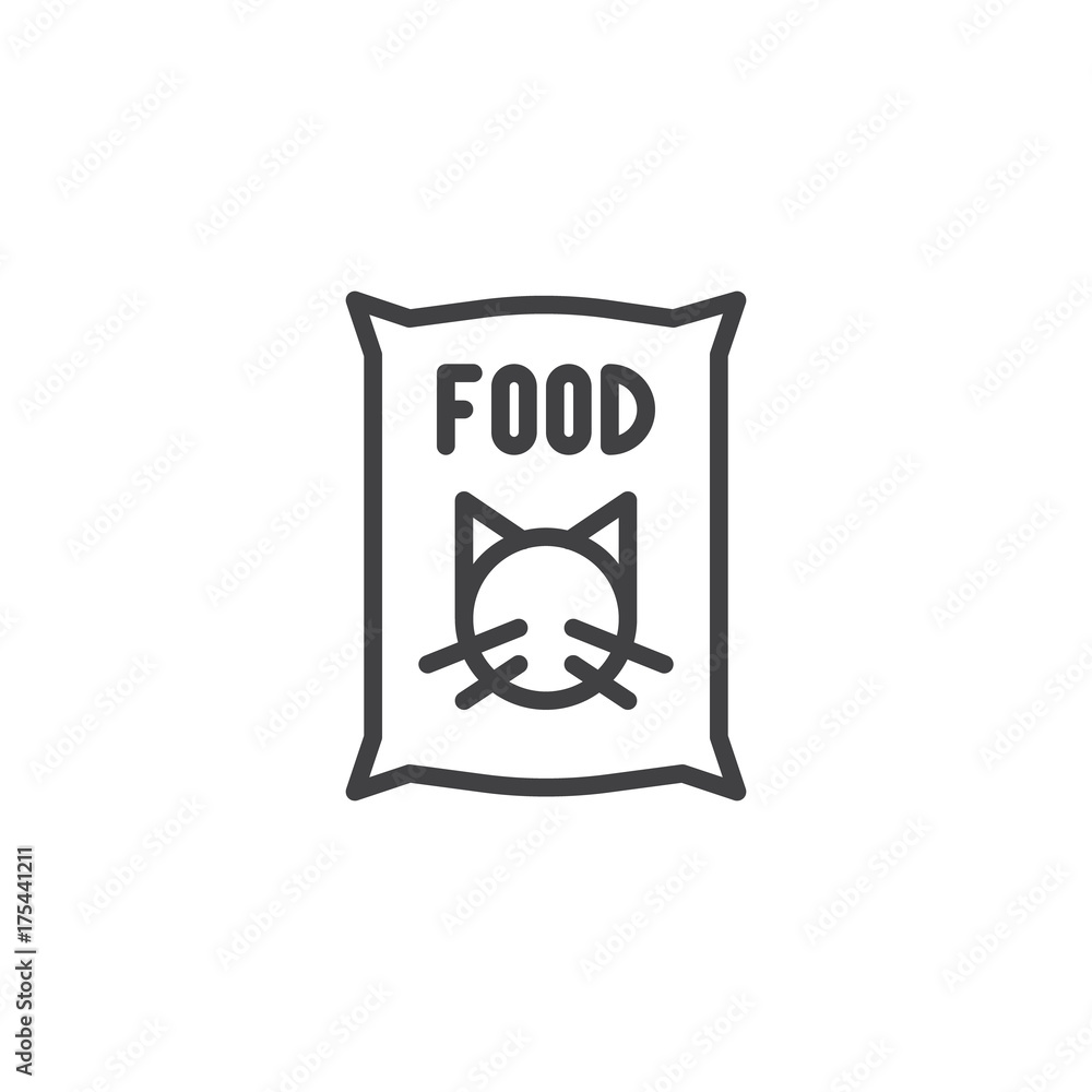 Cat food line icon, outline vector sign, linear style pictogram ...