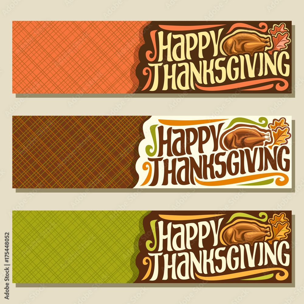 Vector banners for Thanksgiving day with copy space, 3 autumn headers ...