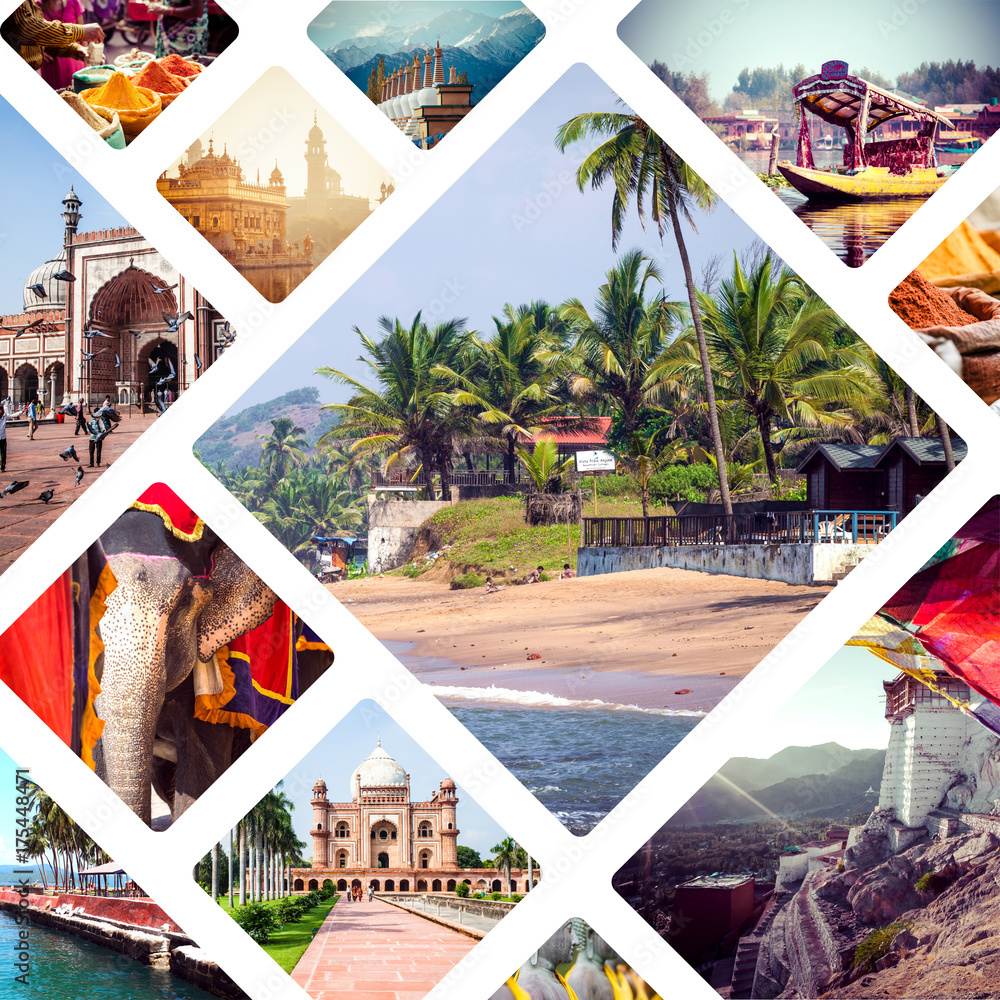 Collage of India and Sri Lanka images - travel background Stock Photo ...