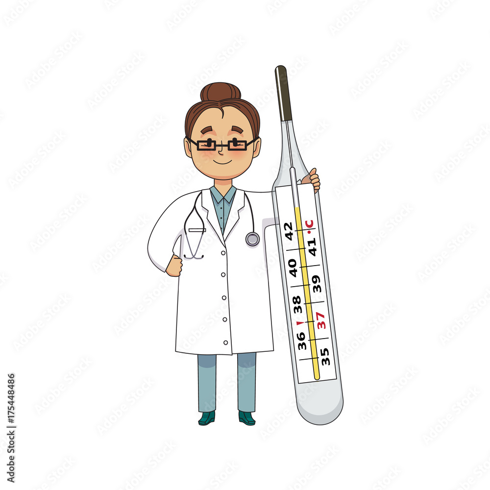 vector flat cartoon adult female doctor, physician or nurse in white ...