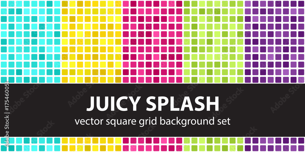 Square pattern set Juicy Splash. Vector seamless tile backgrounds Stock ...