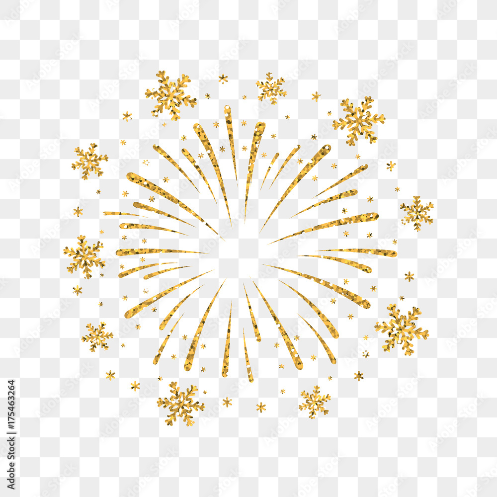 Firework gold isolated. Beautiful golden firework on transparent ...