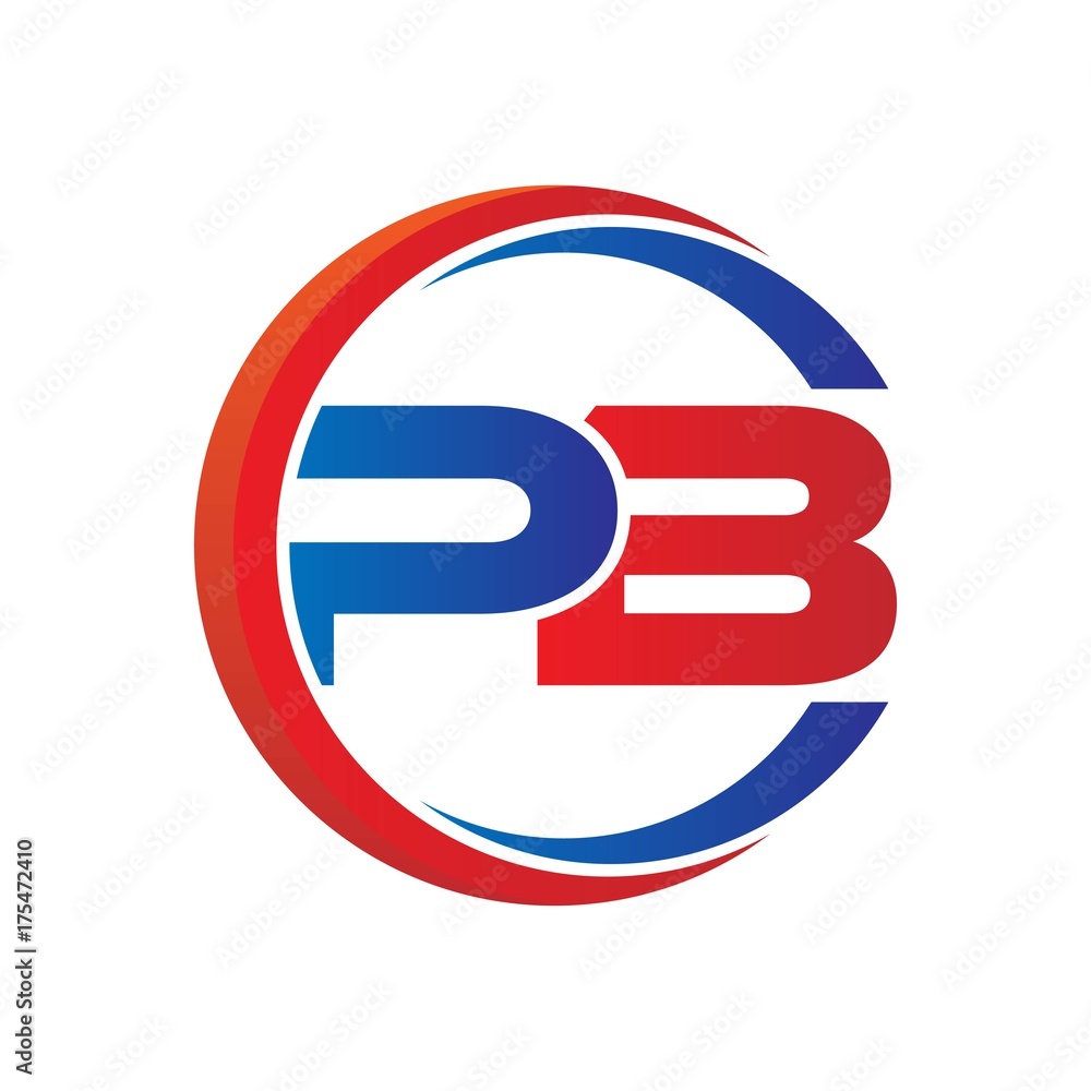 pb logo vector modern initial swoosh circle blue and red Stock Vector ...