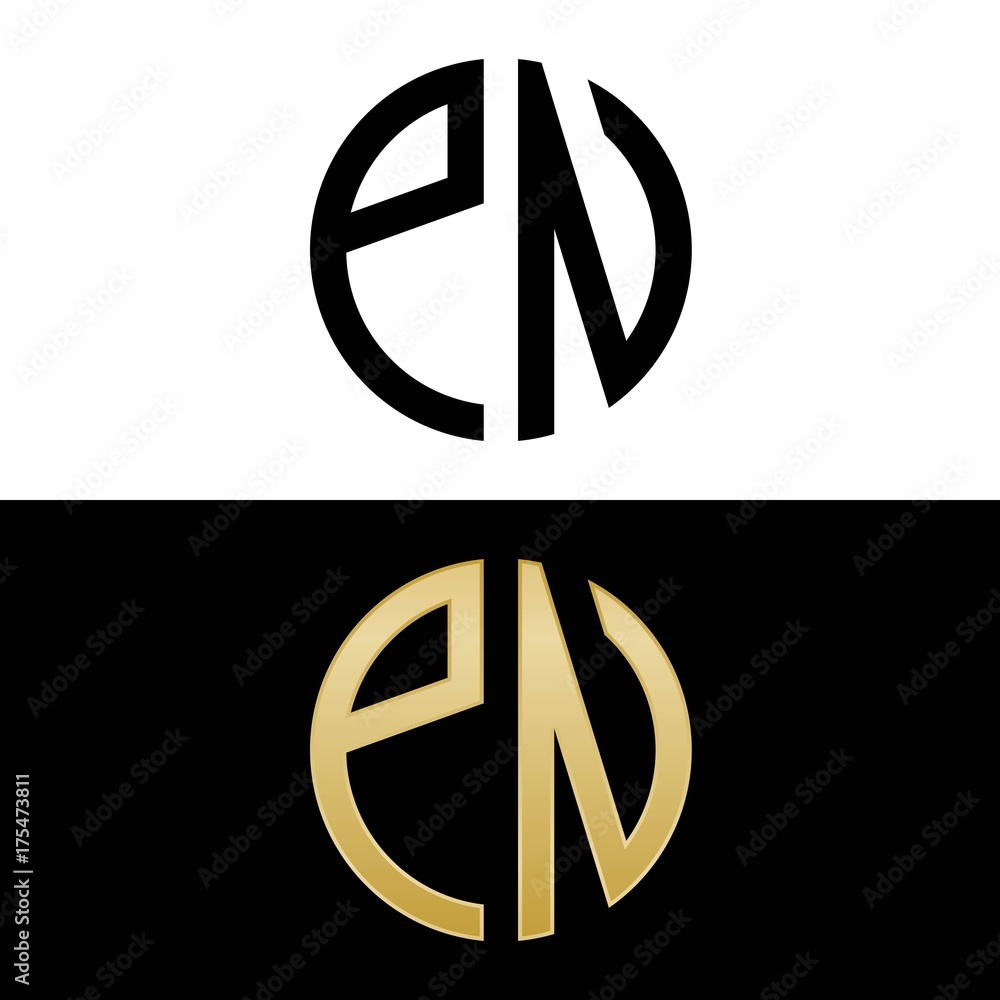 pn initial logo circle shape vector black and gold Stock Vector | Adobe ...