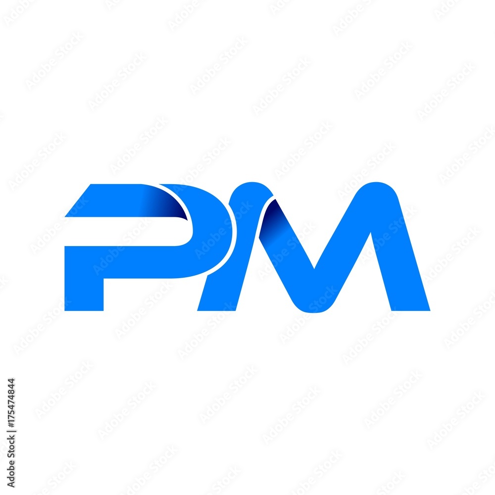pm logo initial logo vector modern blue fold style Stock Vector | Adobe ...