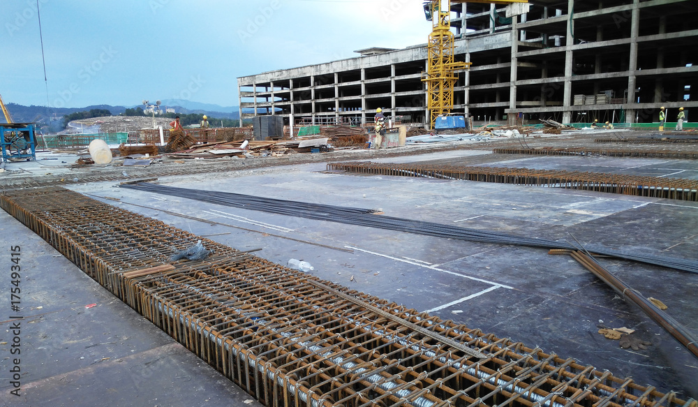 Timber form work and steel reinforcement bar fabricated by construction ...