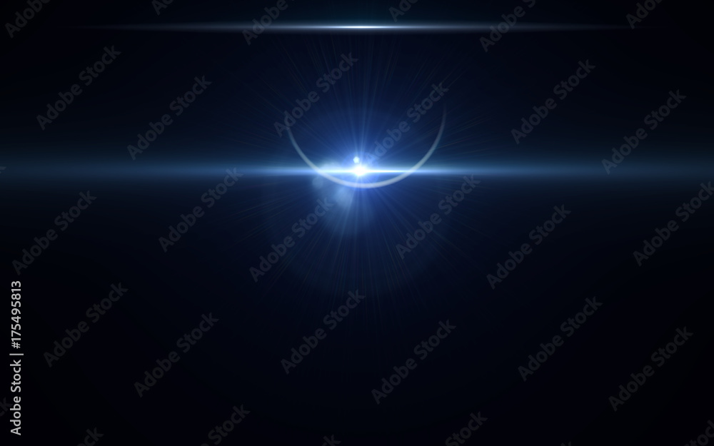 lunar eclipse moon light flare in space background.Abstract digital ...