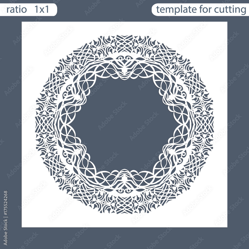 Laser cut wedding invitation card template. Cut out the paper card with ...