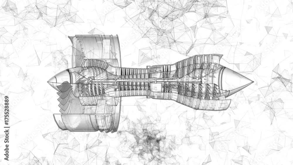 Video Stock Jet engine of a modern passenger or transport aircraft with ...