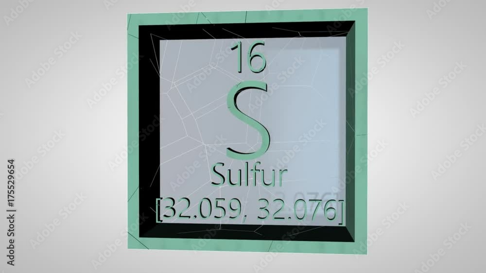 Sulfur. Element of the periodic table of the Mendeleev system. Stock ...