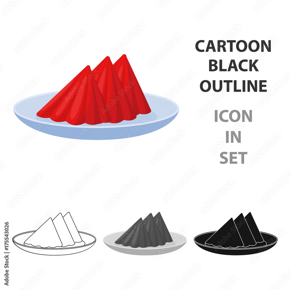 Folded napkins on the plate icon in cartoon style isolated on white ...