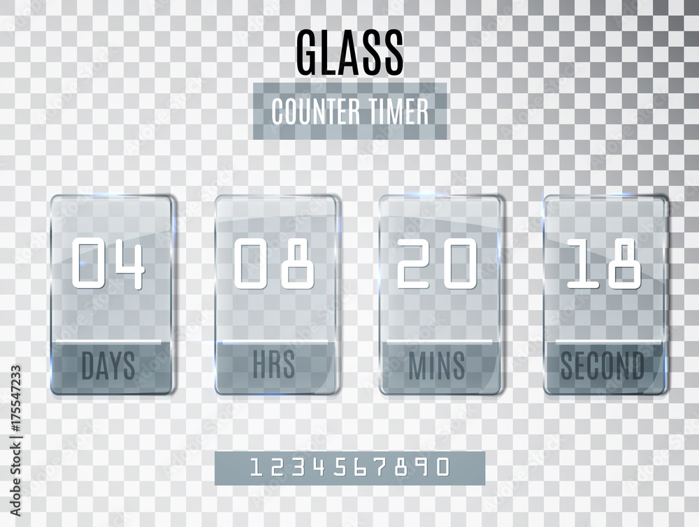 Glass Counter Timer isolated on transparent background. Template of the ...