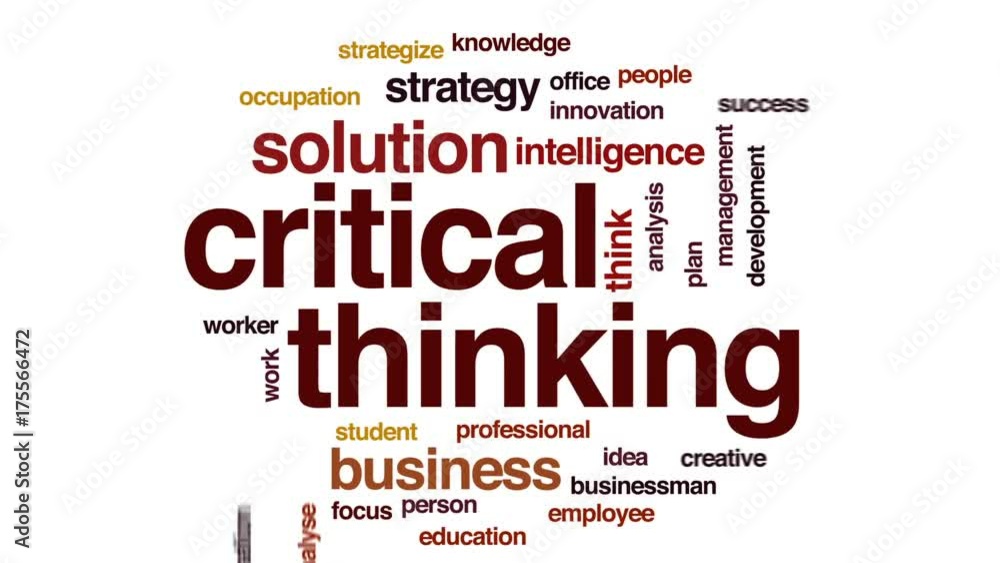 Critical thinking animated word cloud, text design animation. Stock ...