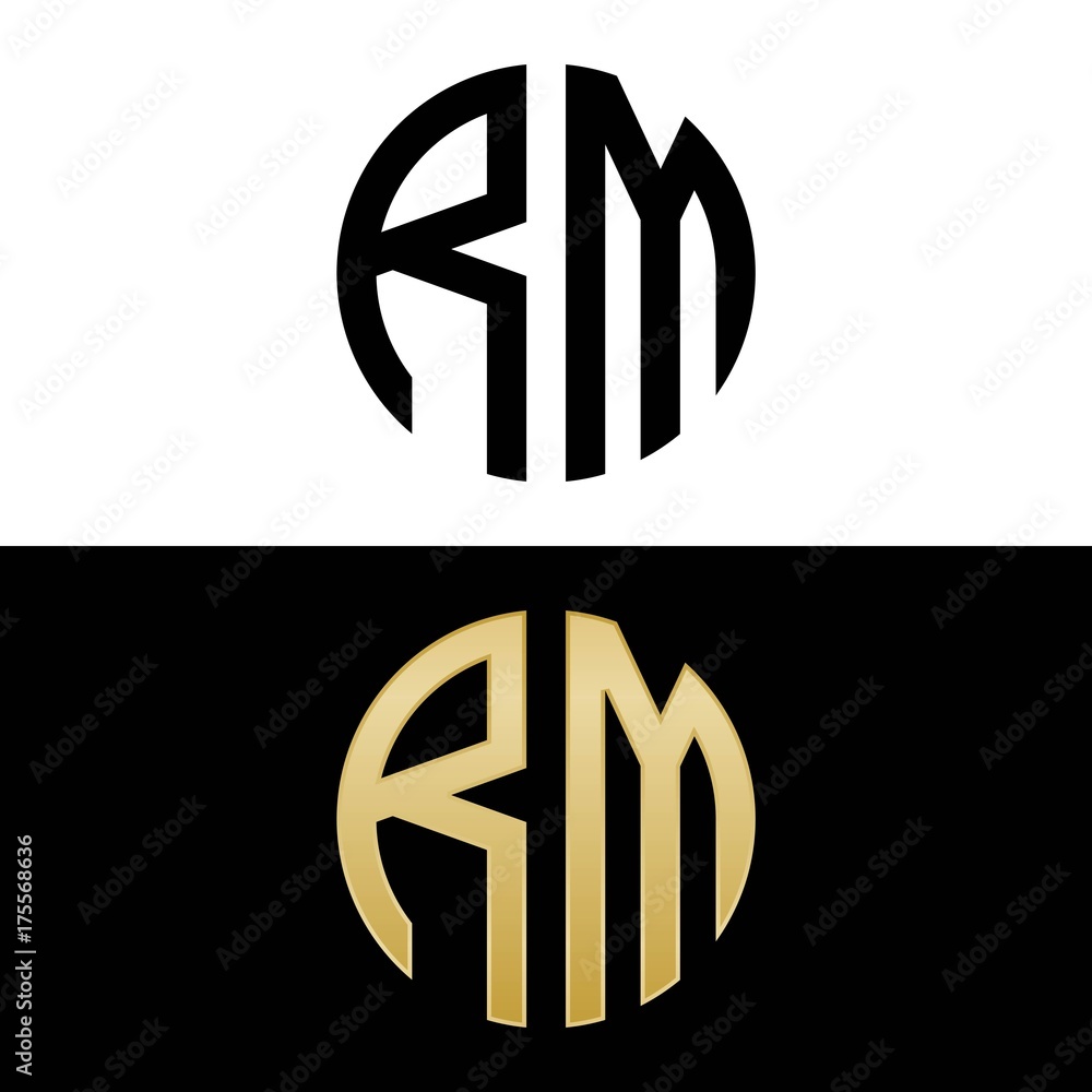 rm initial logo circle shape vector black and gold Stock Vector | Adobe ...
