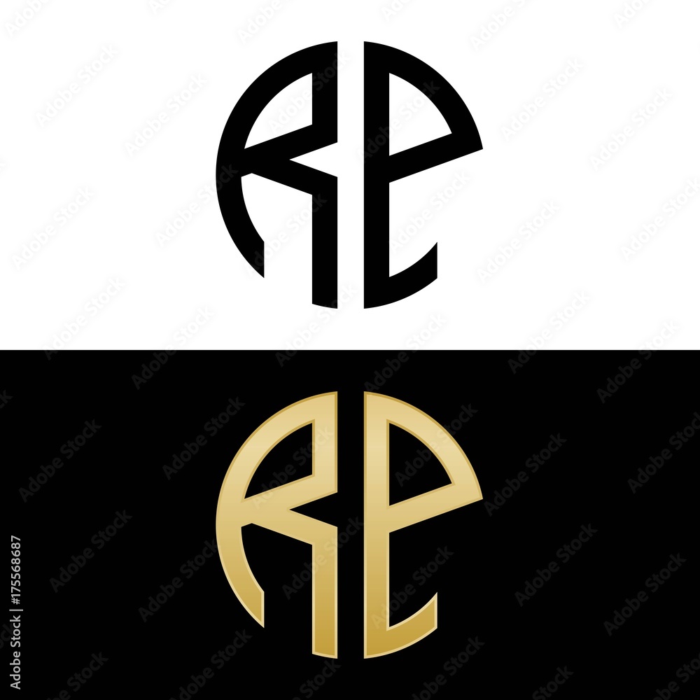rp initial logo circle shape vector black and gold Stock Vector | Adobe ...