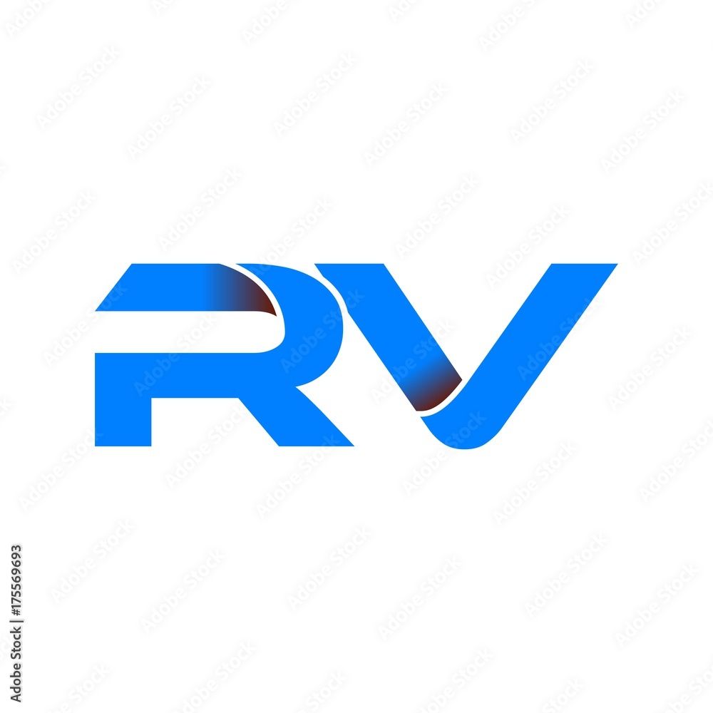 rv logo initial logo vector modern blue fold style Stock Vector | Adobe ...