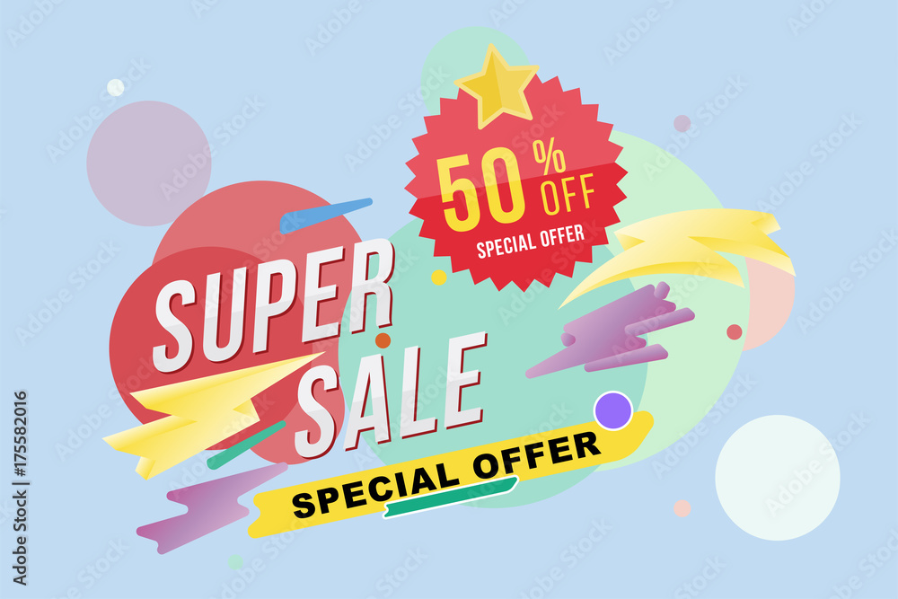 Super sale 50 percent discount poster and flyer. Template for design ...